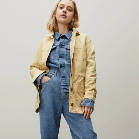 Everlane | Jackets & Coats | Everlane Yellow Cinchable Chore Coat ...